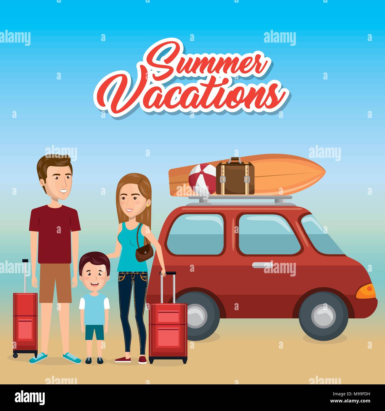 family in the beach summer vacations Stock Vector Image & Art - Alamy