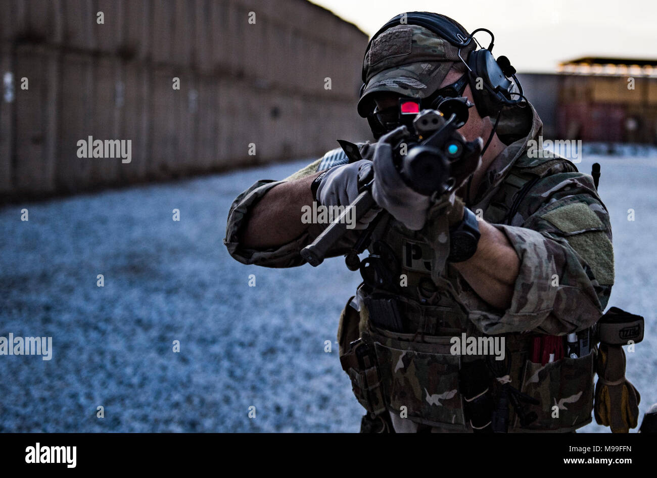 A U.S. Air Force pararescuemen, assigned to the 83rd Expeditionary ...