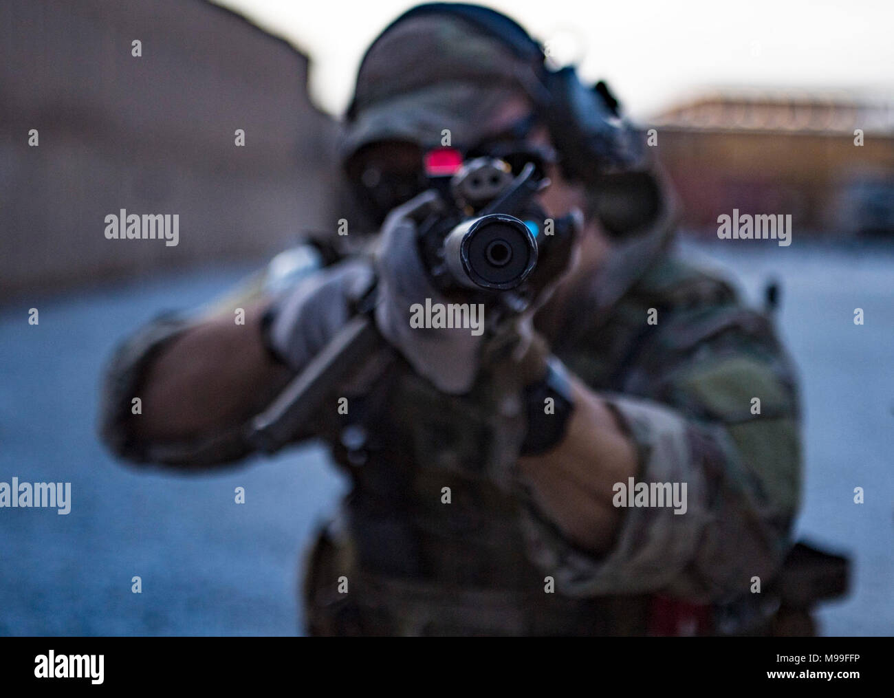 A U.S. Air Force pararescuemen, assigned to the 83rd Expeditionary ...