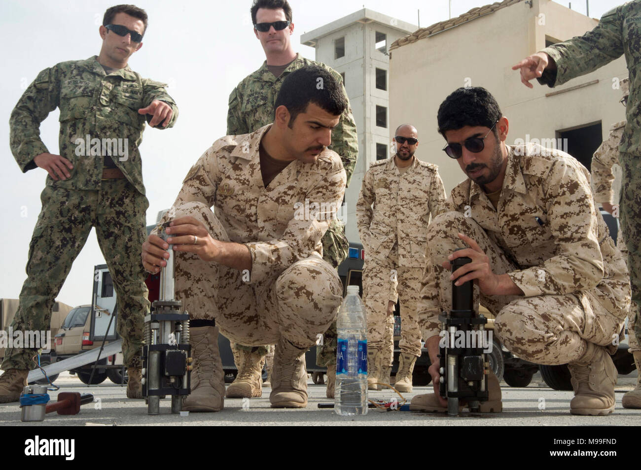 BAHRAIN (Feb 21, 2018) Explosive ordnance disposal technicians, top ...
