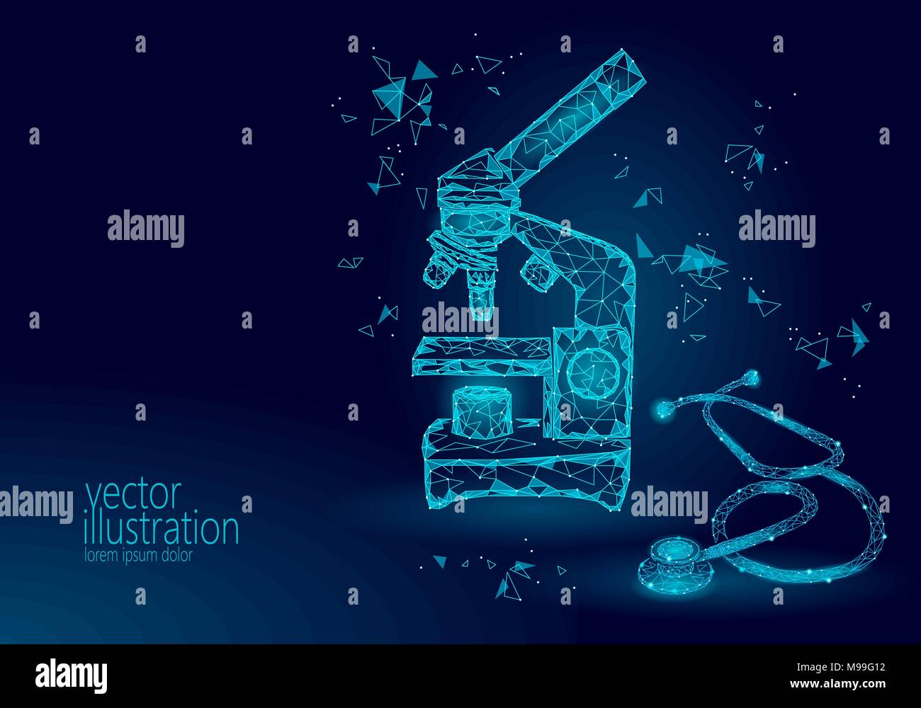 Microscope science medicine business equipment. Low poly polygonal ...
