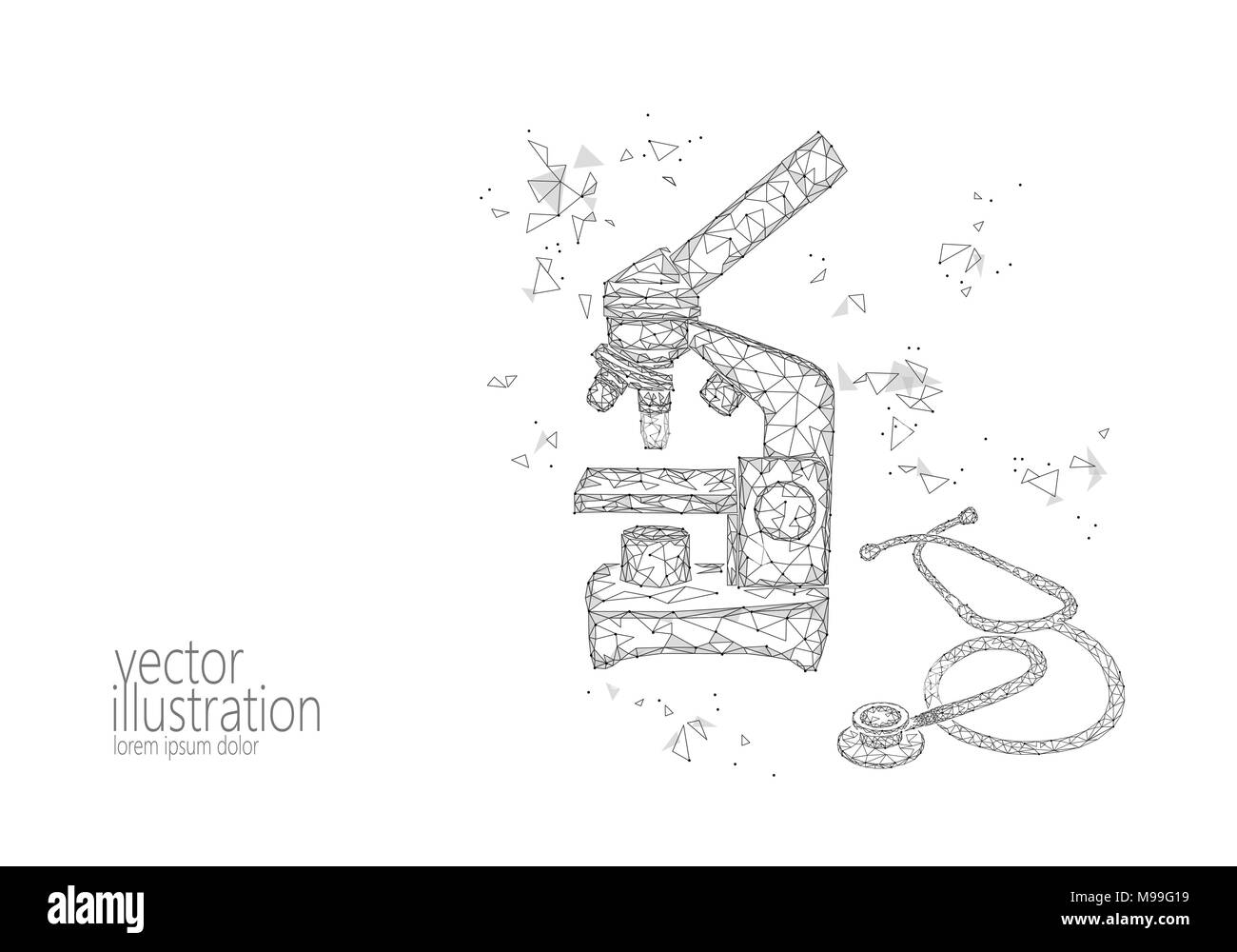 Microscope science medicine business equipment. Low poly polygonal ...