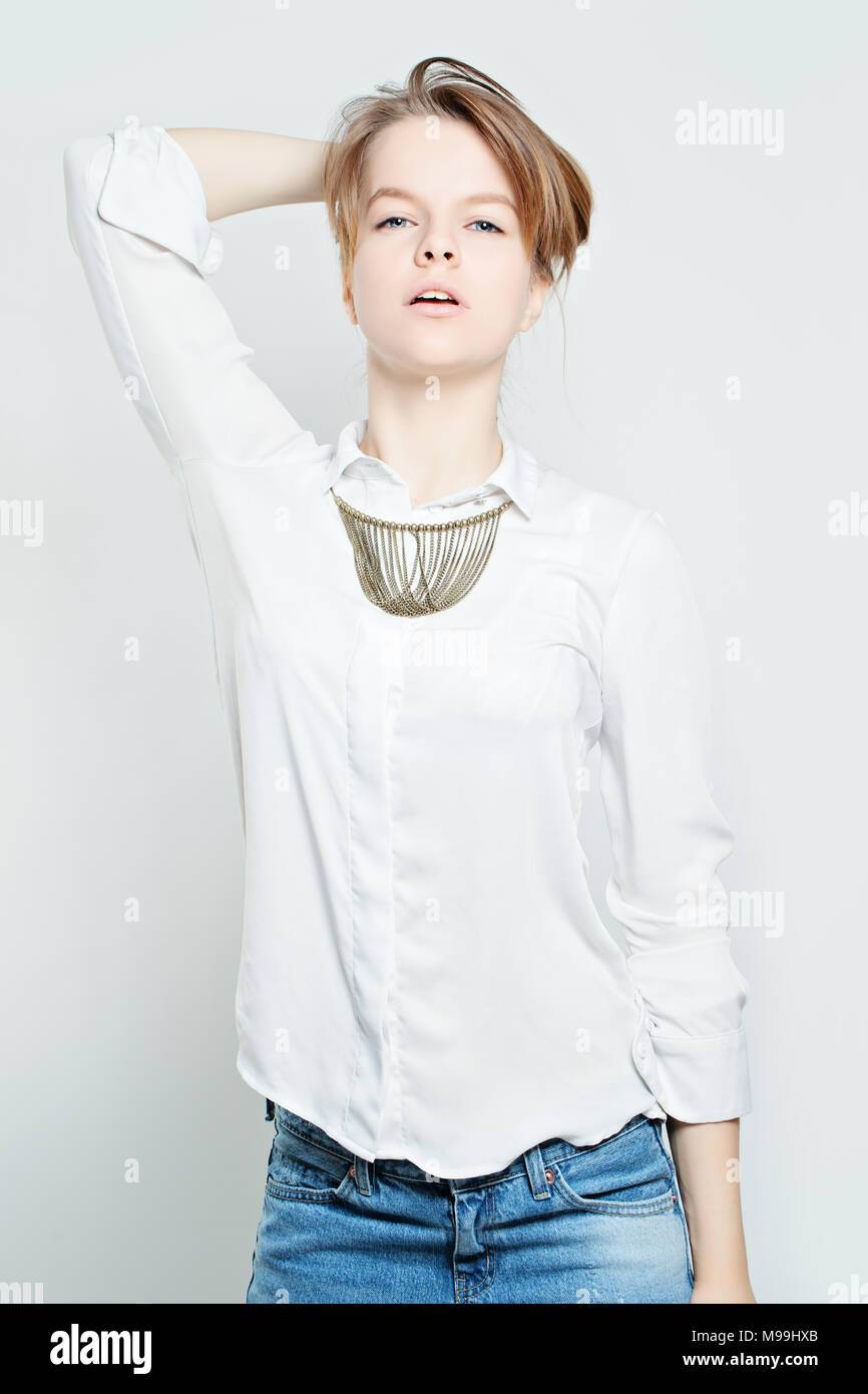 Cute Fashion Girl. Fashion Portrait Stock Photo - Alamy
