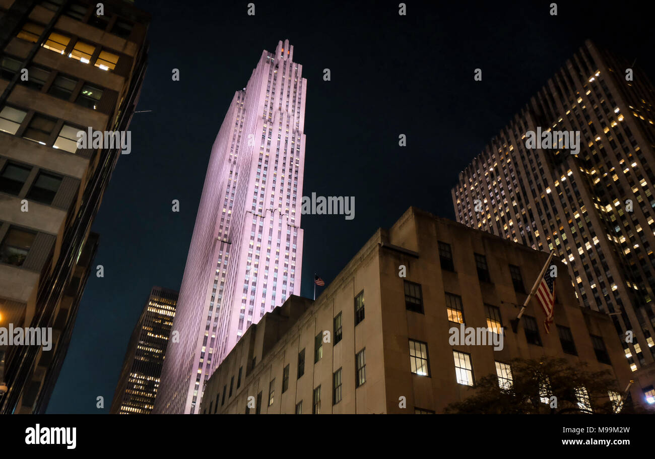 USA, New York City, Rockefeller Center at night Stock Photo - Alamy