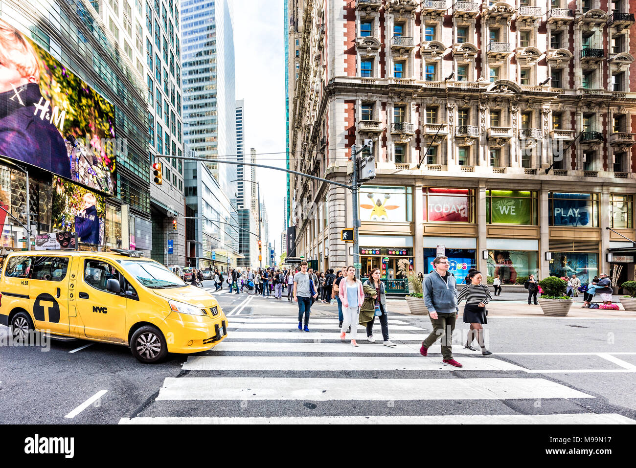 New York City Circa 2017 Manhattan Crosswalk Side View