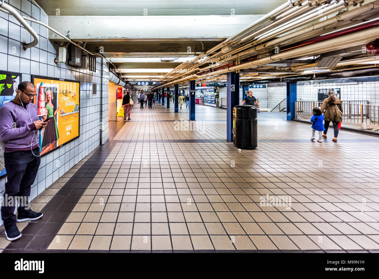 New York City, USA - October 28, 2017: People walking in underground ...