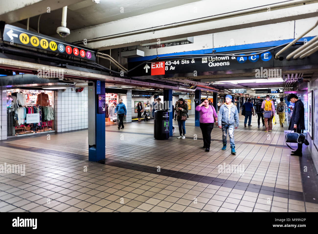 New York City, USA - October 28, 2017: People walking in underground ...
