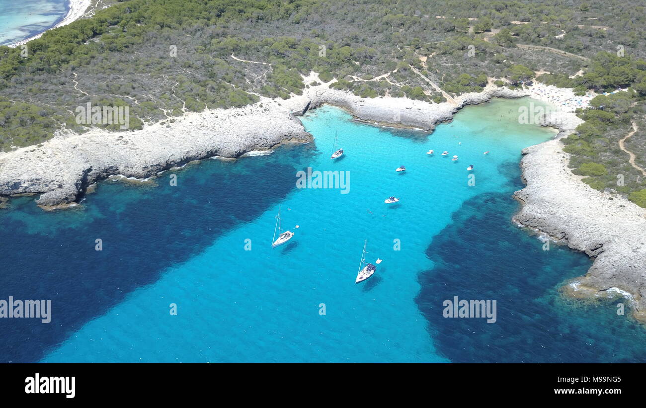 Aerial Drone View of Stunning Sandy Beach with Turquoise Water and ...