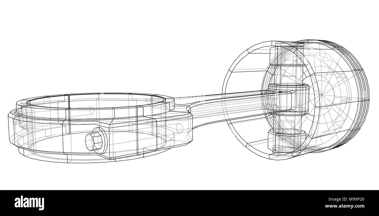 Sketch of piston. Vector rendering of 3d Stock Vector Image & Art - Alamy
