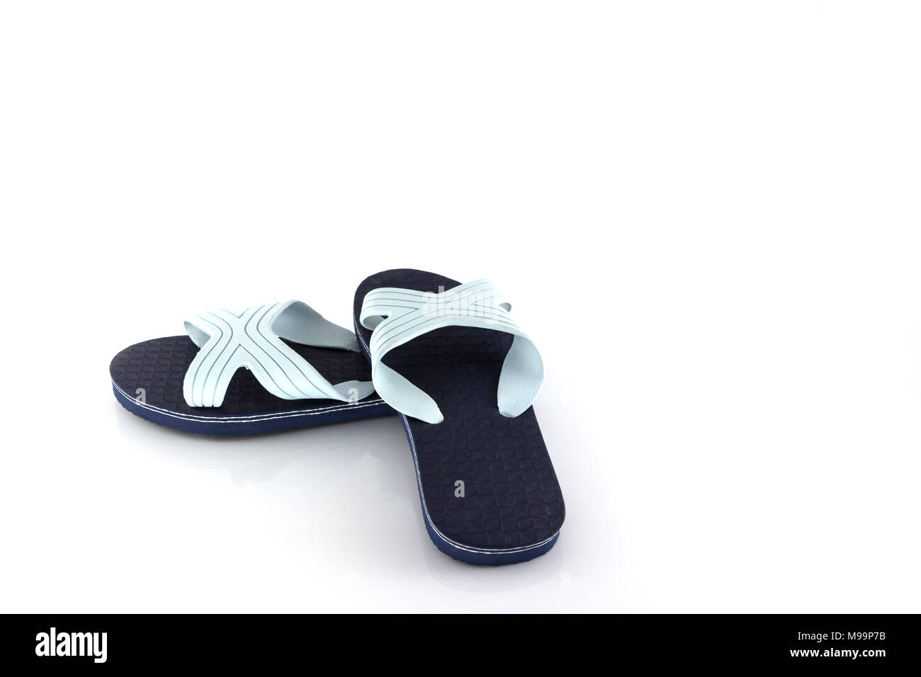 Blue slippers isolate on white background Stock Photo - Alamy
