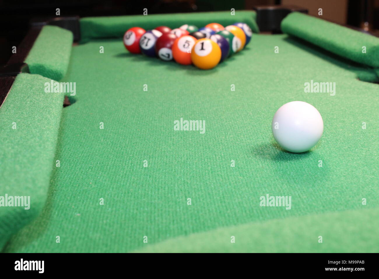 Pool table initial shot to begin the game Stock Photo - Alamy