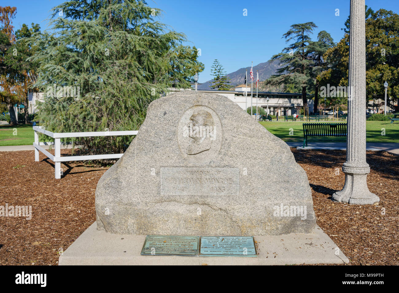Monrovia, MAR 19: Exterior view of the Monrovia Library and William n ...