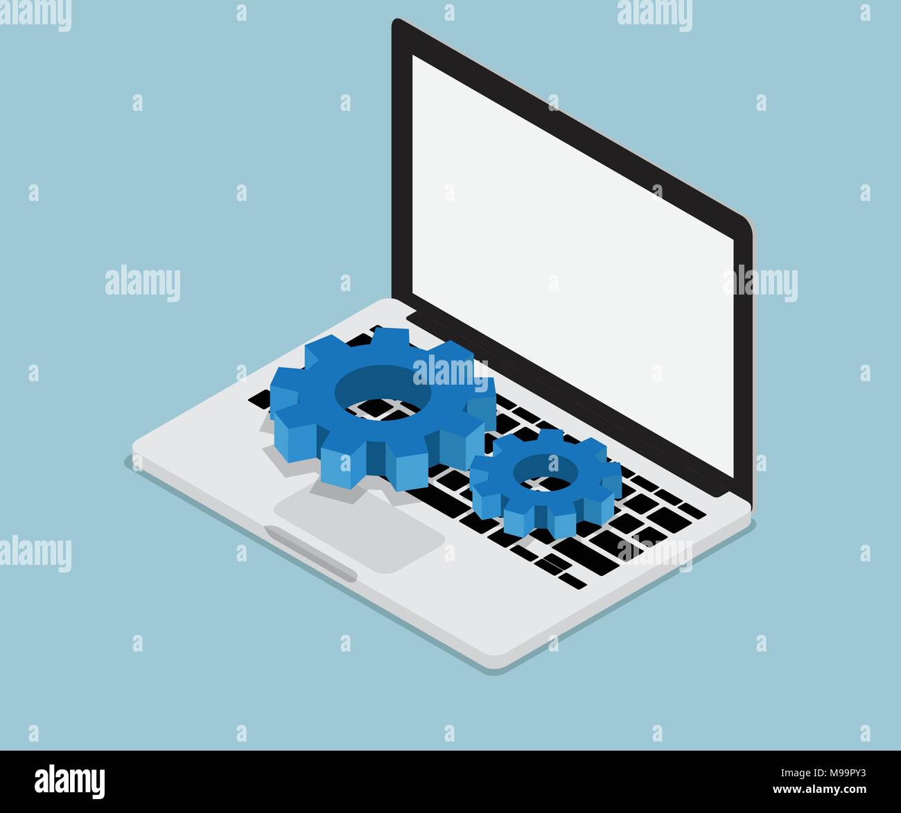 laptop with cog gear wheels isometric background Stock Vector Image ...