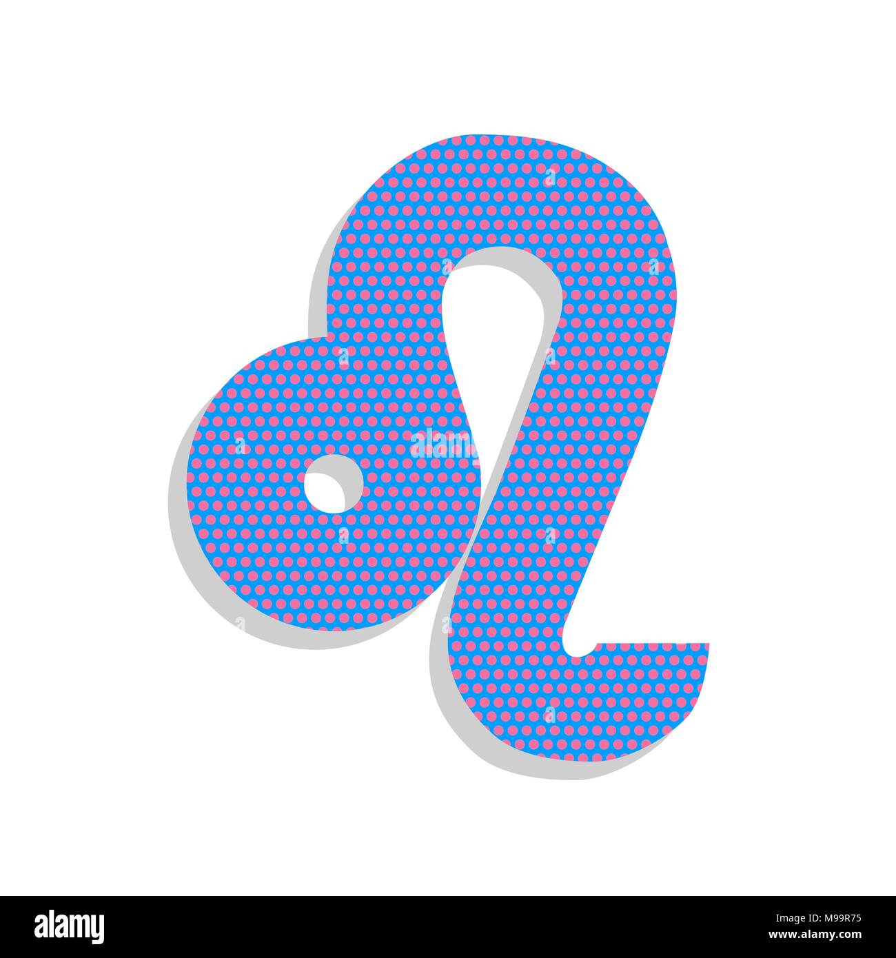 Leo sign illustration. Vector. Neon blue icon with cyclamen polka dots ...