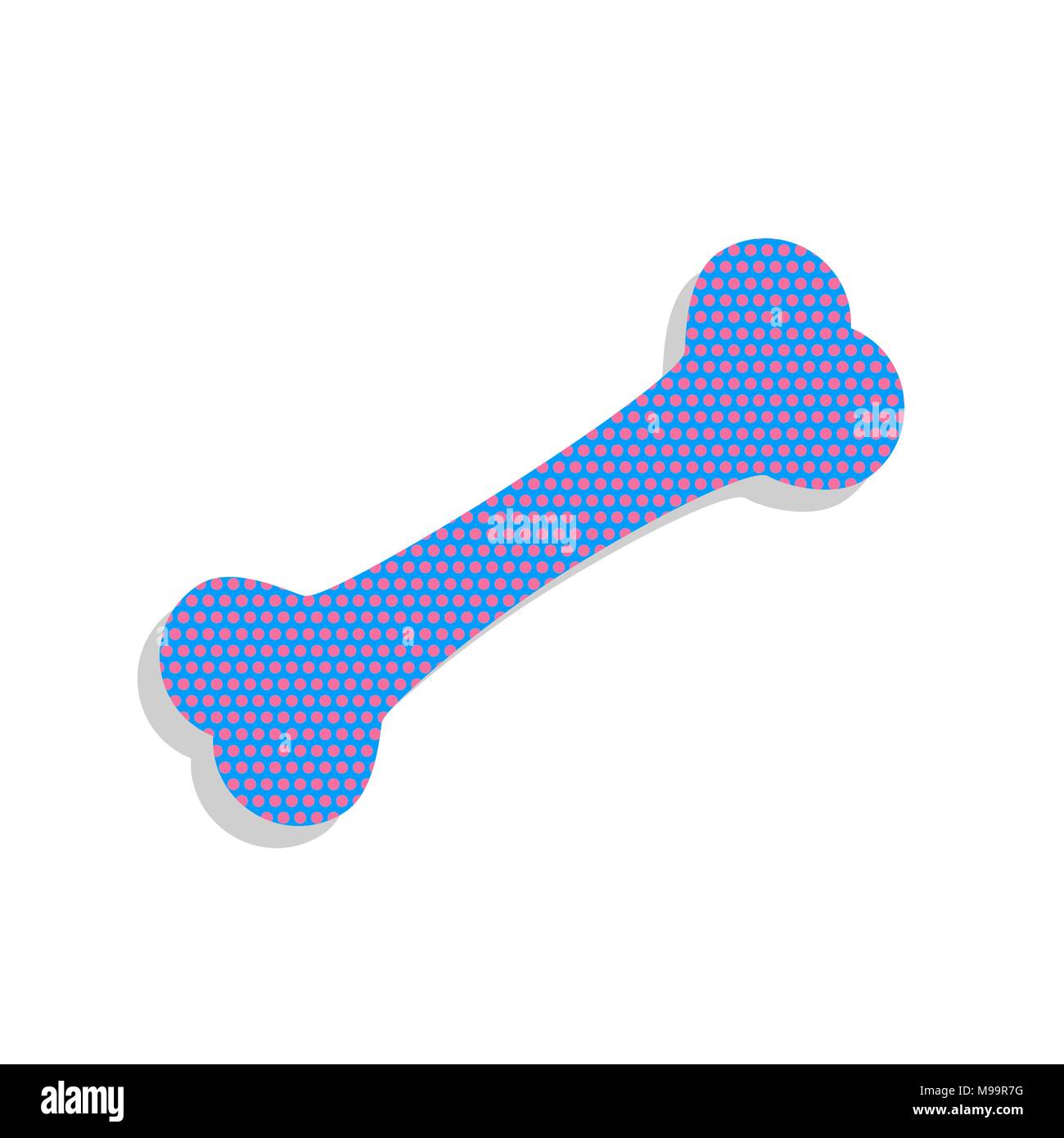 Bone sign illustration. Vector. Neon blue icon with cyclamen polka dots ...