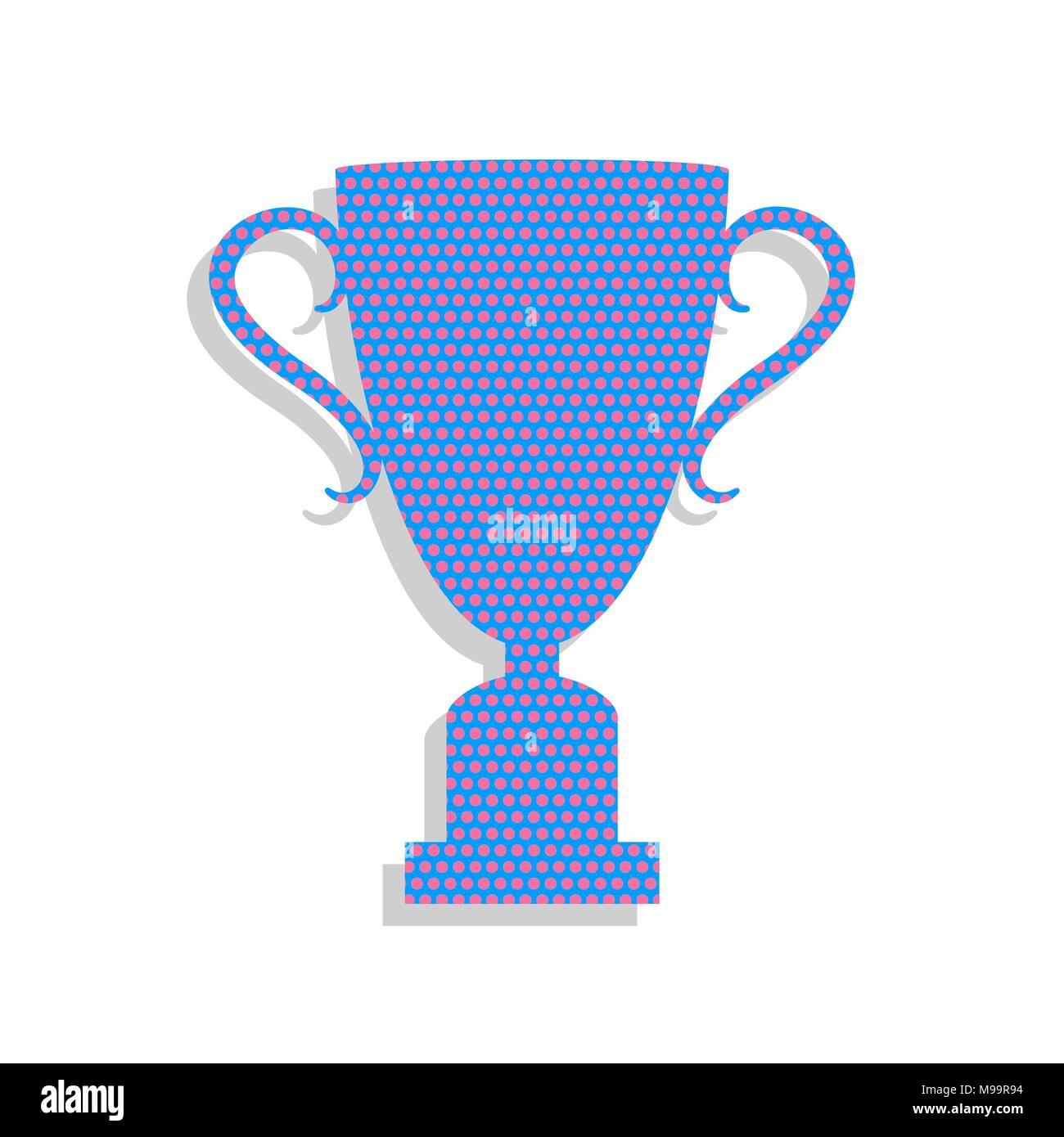 Champions Cup sign. Vector. Neon blue icon with cyclamen polka dots ...