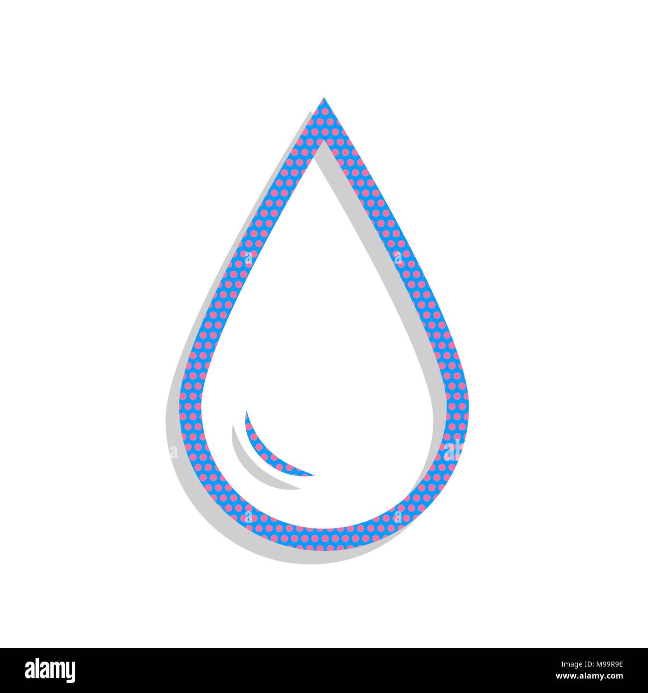Drop of water sign. Vector. Neon blue icon with cyclamen polka dots ...