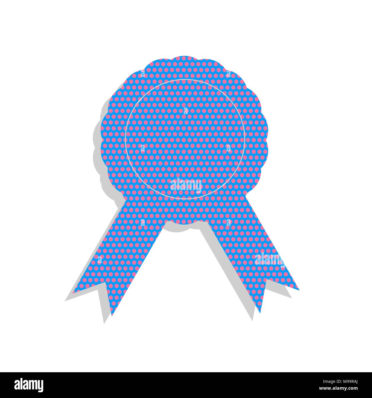 Label sign ribbons. Vector. Neon blue icon with cyclamen polka dots ...