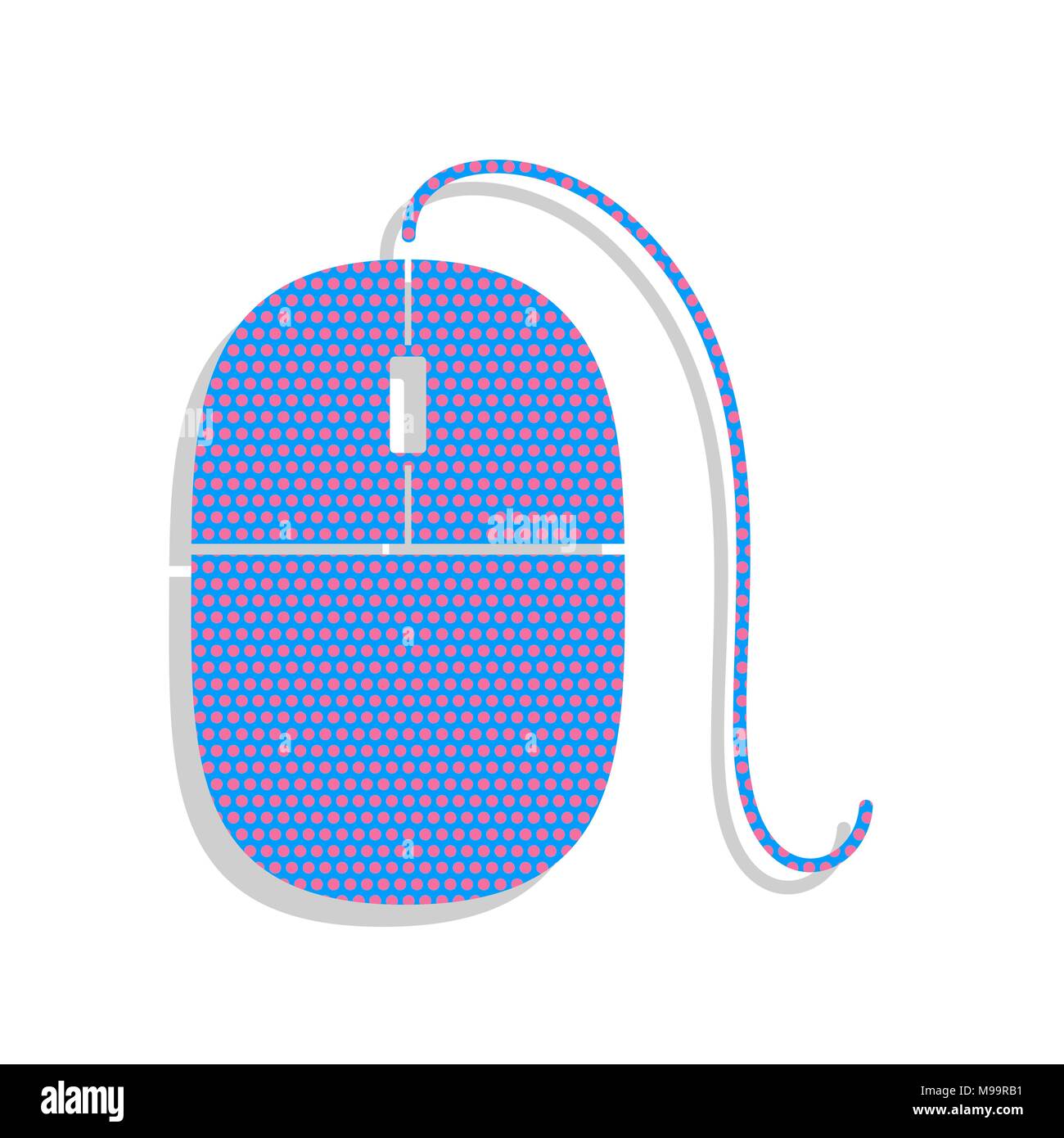 Mouse sign illustration. Vector. Neon blue icon with cyclamen polka ...