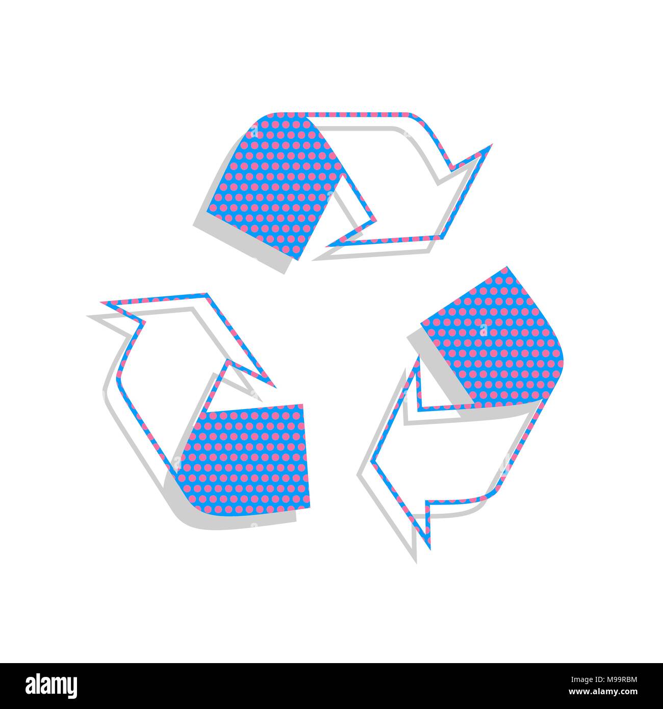 Recycle logo concept. Vector. Neon blue icon with cyclamen polka dots ...