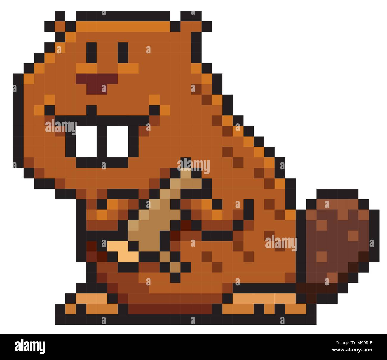 Vector illustration of Cartoon beaver - Pixel design Stock Vector Image ...