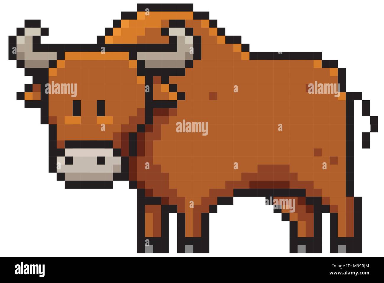 Vector illustration of cartoon Bull - Pixel design Stock Vector Image ...