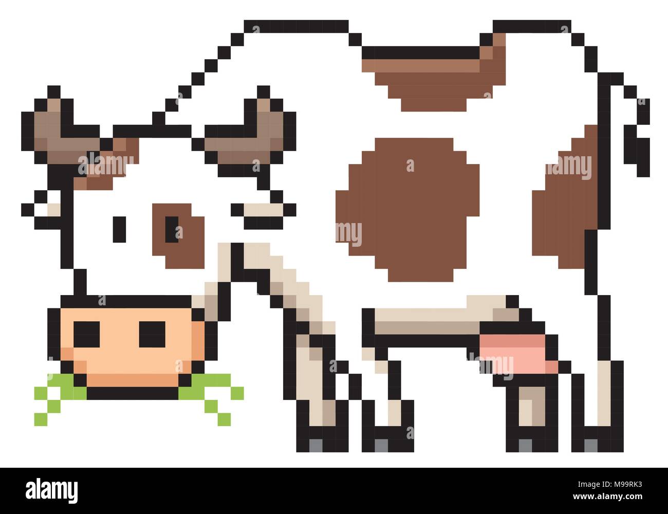 Vector illustration of cartoon Cow - Pixel design Stock Vector Image ...