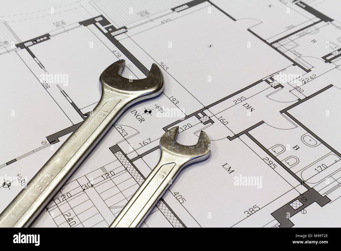 Maintenance and service: Wrench and project drawings with residential ...