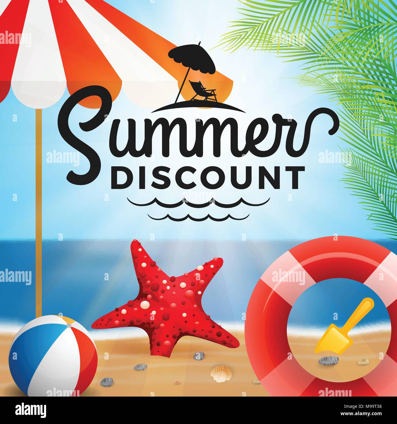 Summer discount typography and holiday background with design elements ...