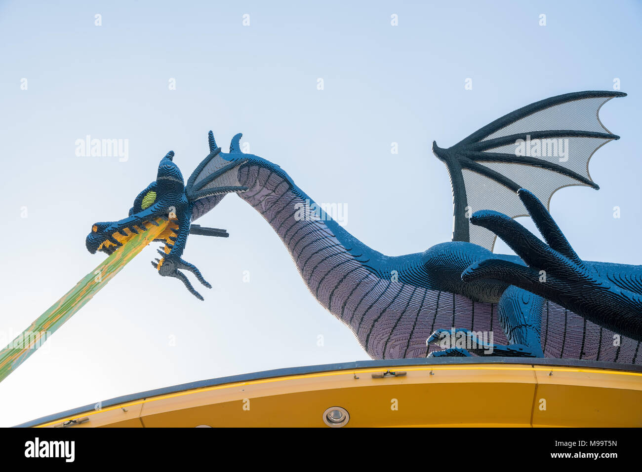 Los Angeles, FEB 18: Big blue dragon of the famous Lego store on FEB 18 ...