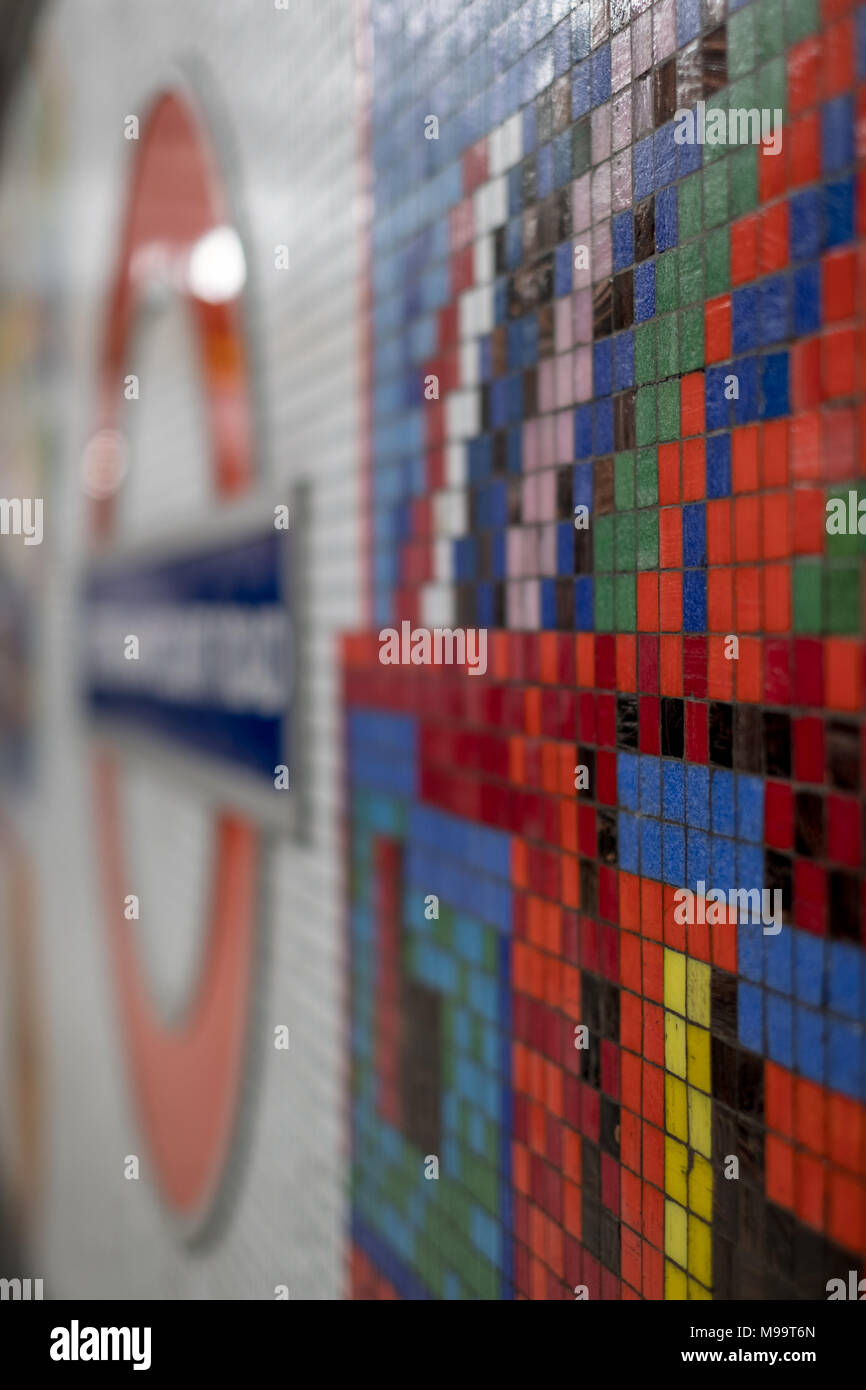 Tottenham Court Road Underground Station, London, showing mosaic mural ...
