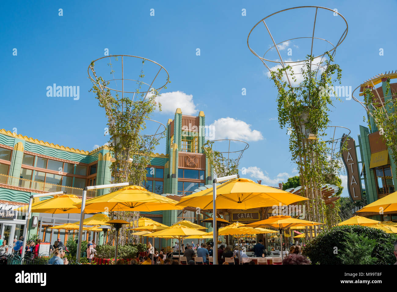 Los Angeles, FEB 18: Beautiful stores in downtown Disney District on ...