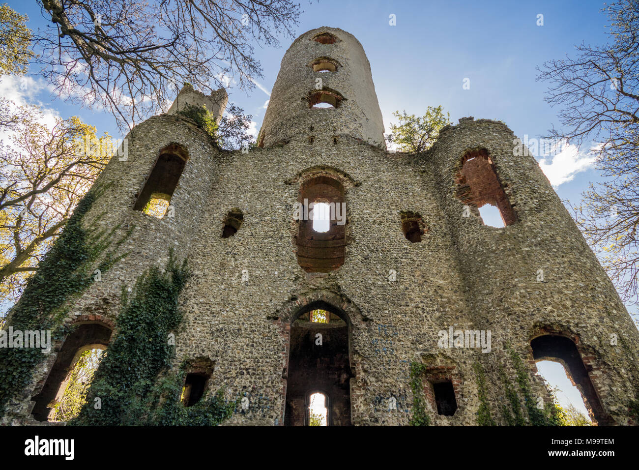 External view of Racton Tower, a folly associated with Stansted House ...