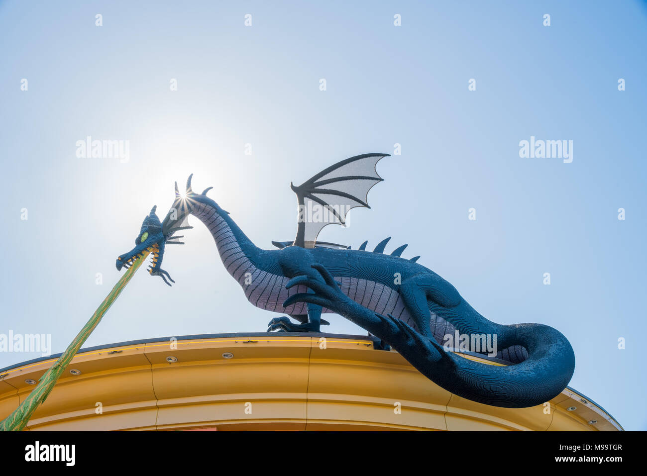 Los Angeles, FEB 18: Big blue dragon of the famous Lego store on FEB 18 ...