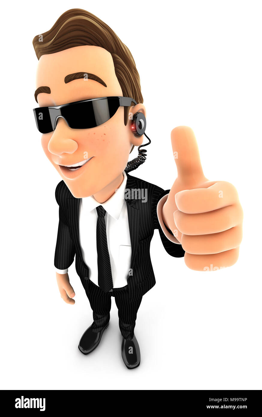 3d security agent positive pose with thumb up, illustration with ...