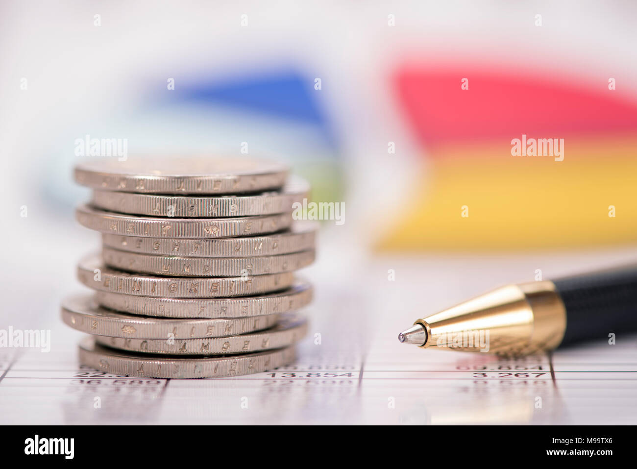Coins stack spreadsheet hi-res stock photography and images - Alamy