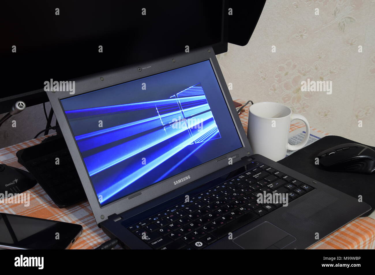 Russia, Poltavskaya village - Mart 24, 2018: Laptop with the operating ...