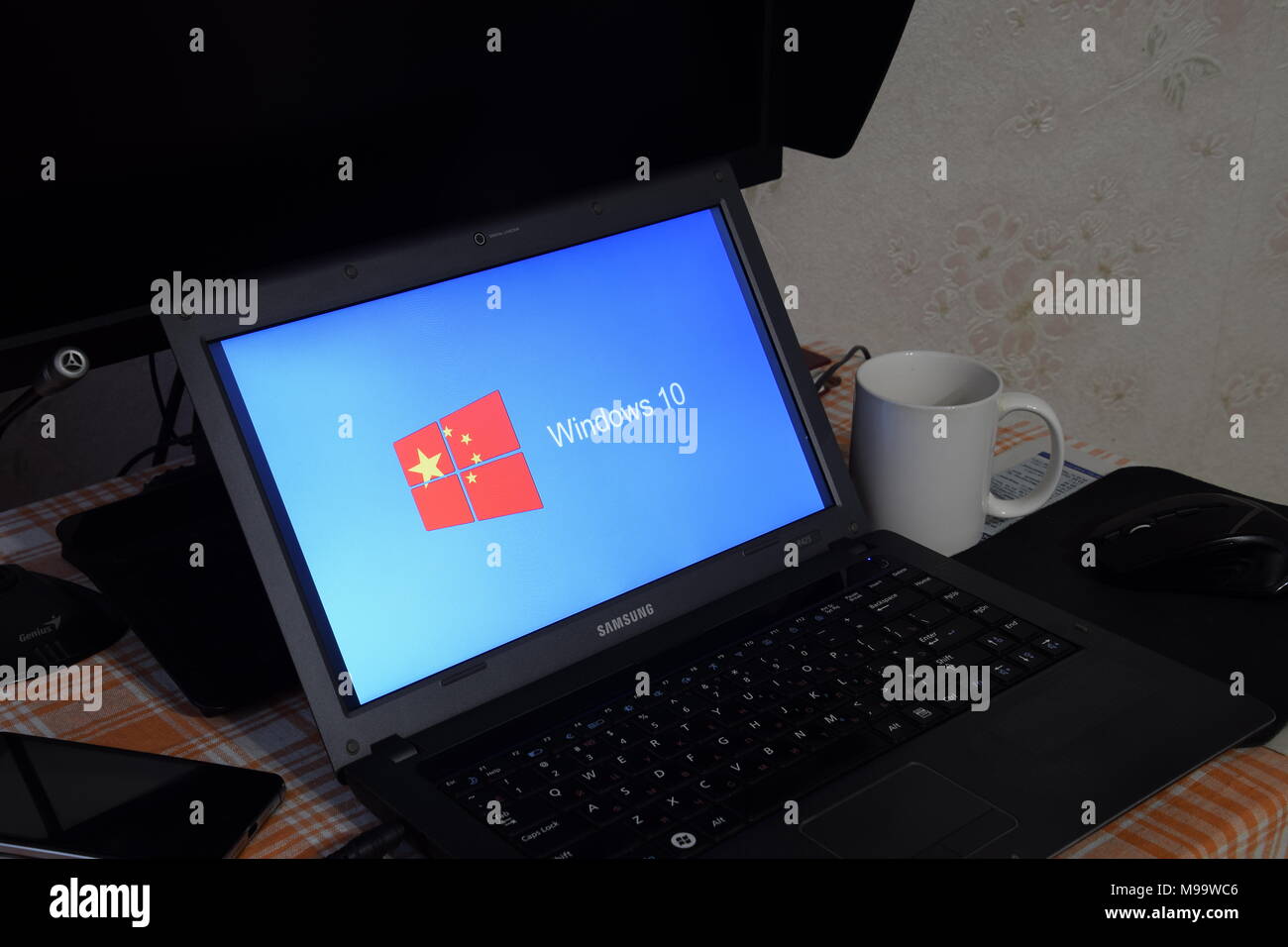 Russia, Poltavskaya village - Mart 24, 2018: Laptop with the operating ...