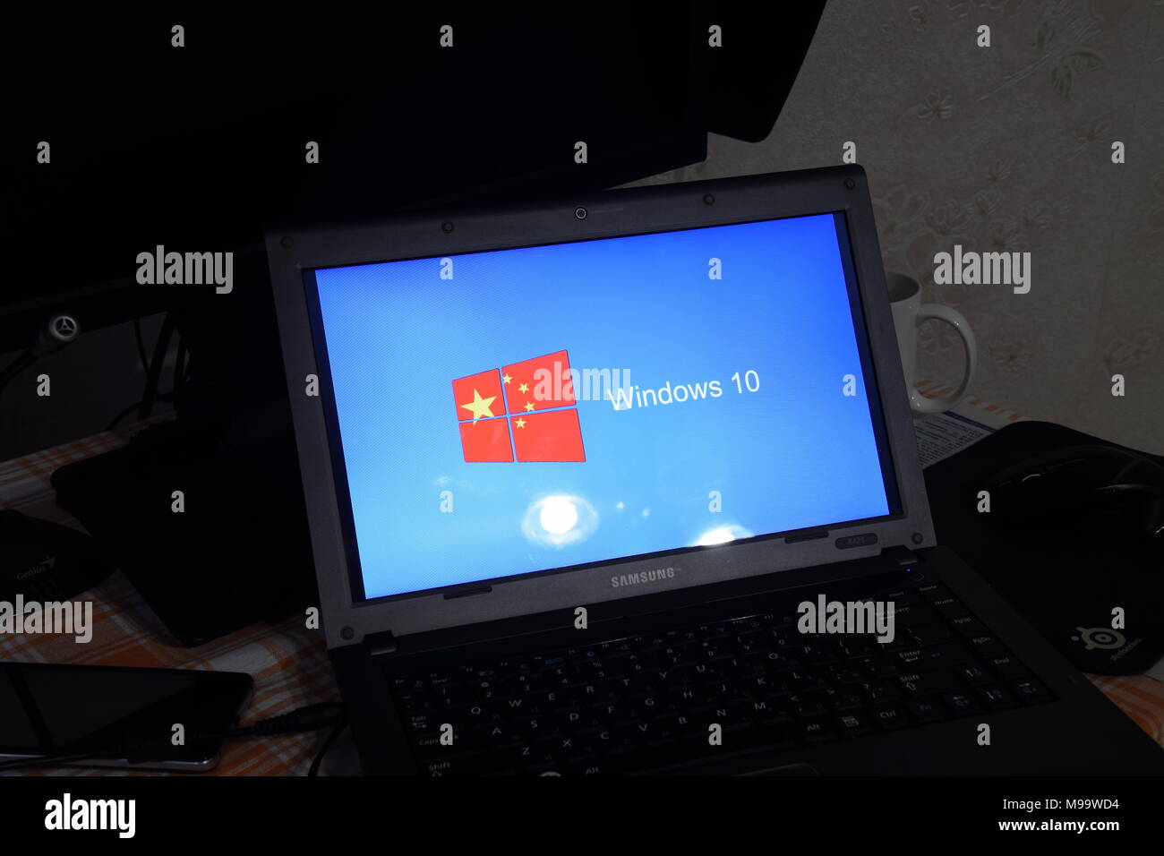 Russia, Poltavskaya village - Mart 24, 2018: Laptop with the operating ...