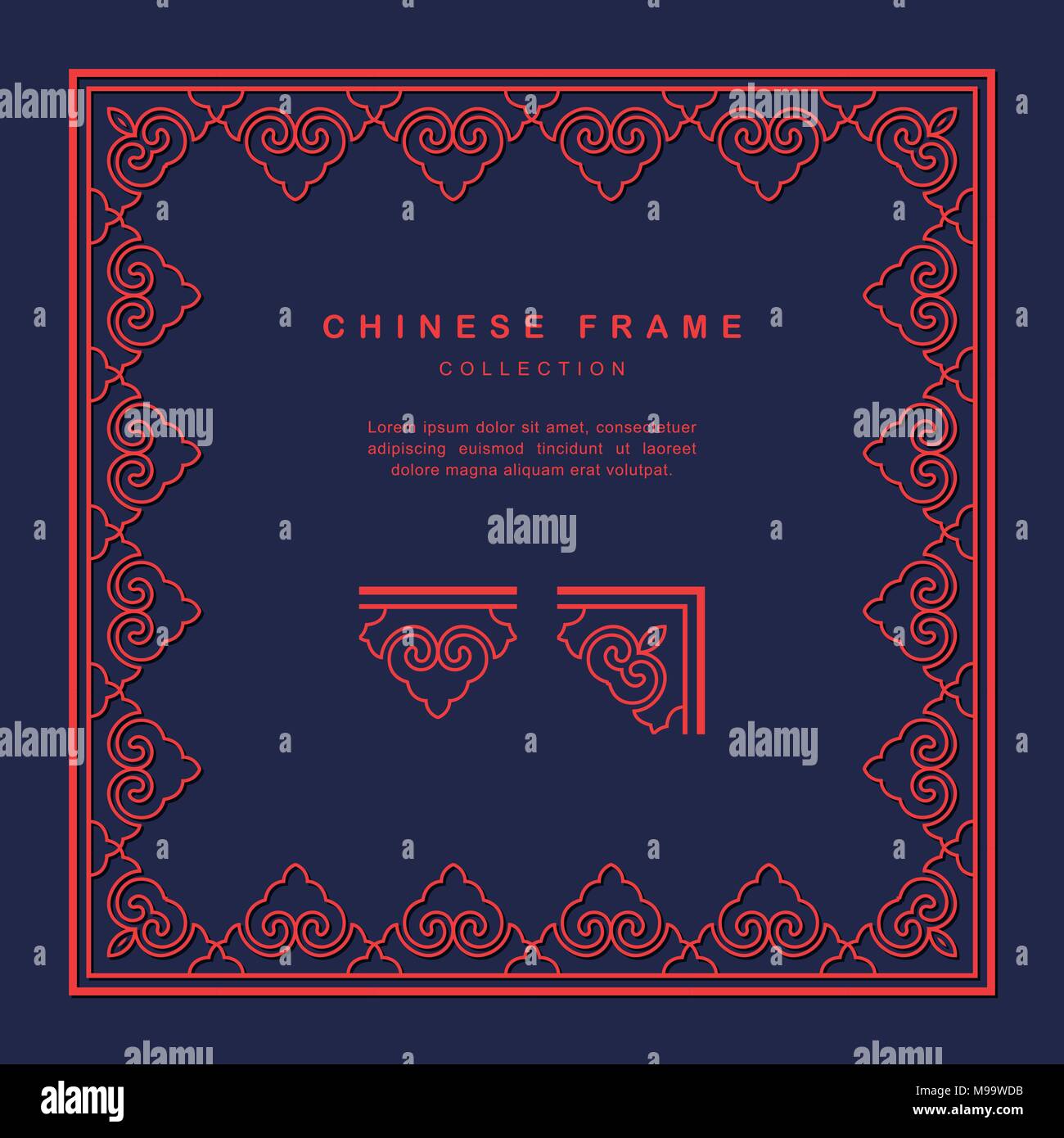 Traditional Chinese Frame Tracery Design Decoration Elements Stock ...