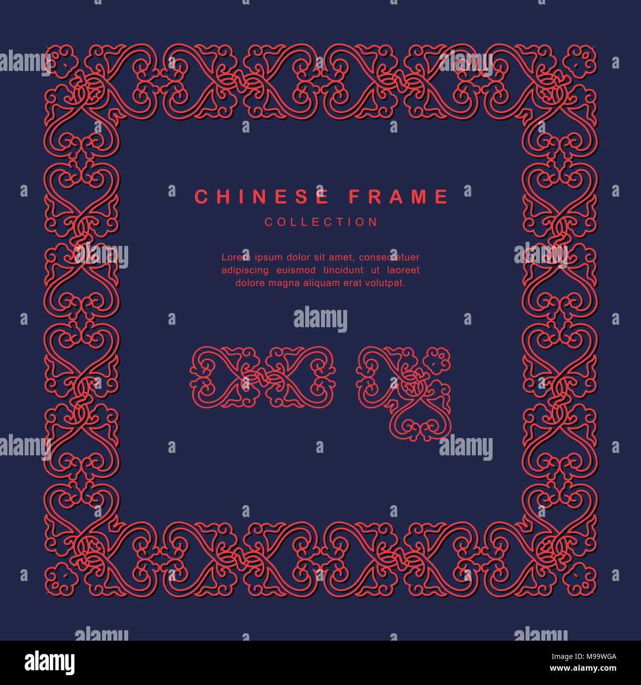 Traditional Chinese Frame Tracery Design Decoration Elements Stock ...