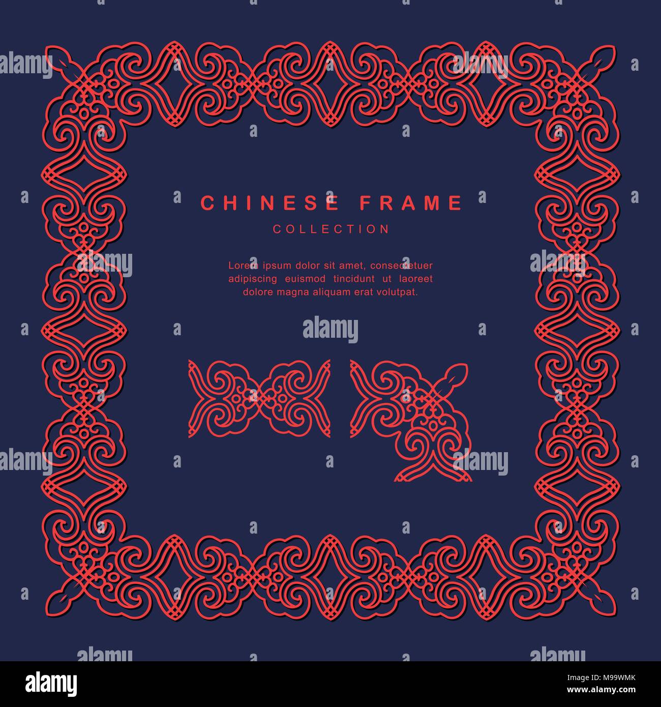 Traditional Chinese Frame Tracery Design Decoration Elements Stock ...