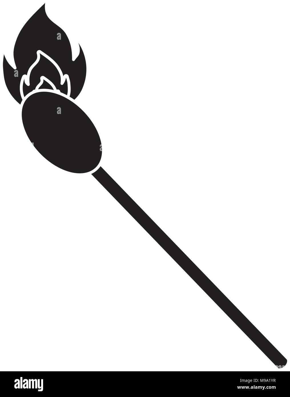 Burning match icon over white background, vector illustration Stock ...