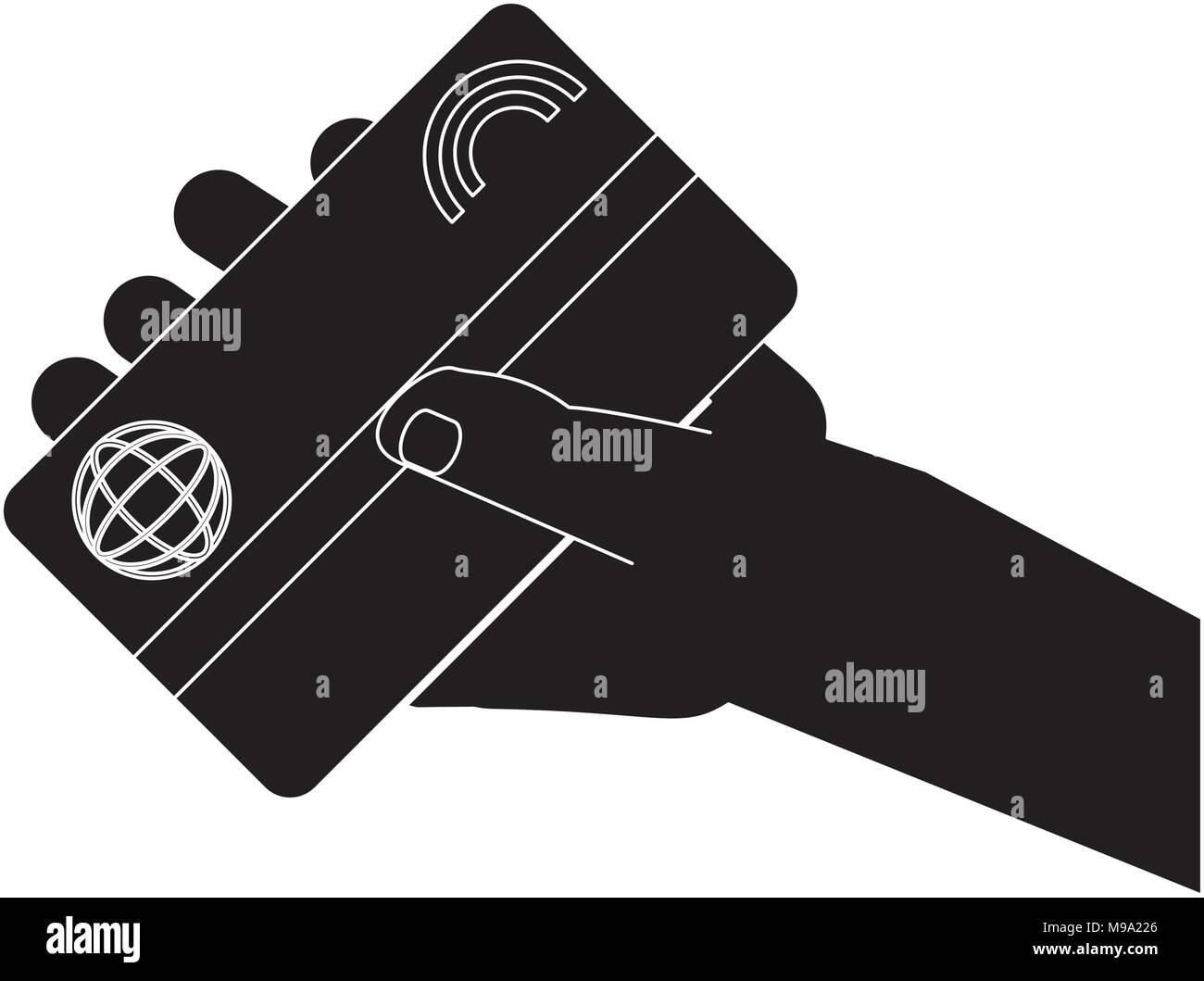 hand holding a credit card icon over white background, vector ...