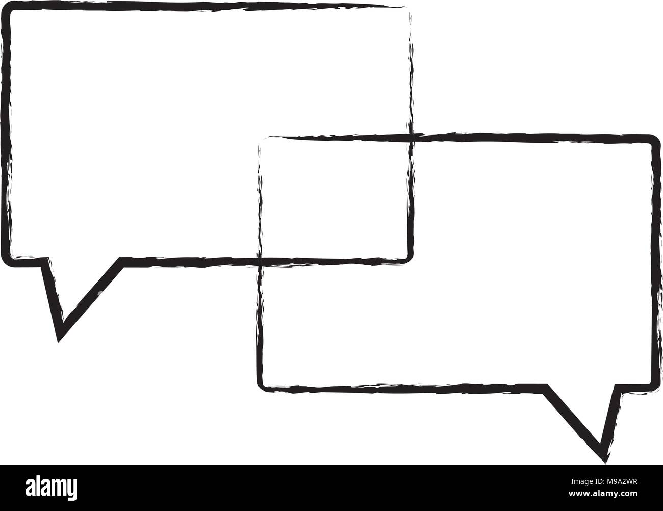 sketch of chat design with speech square bubbles icon over white ...