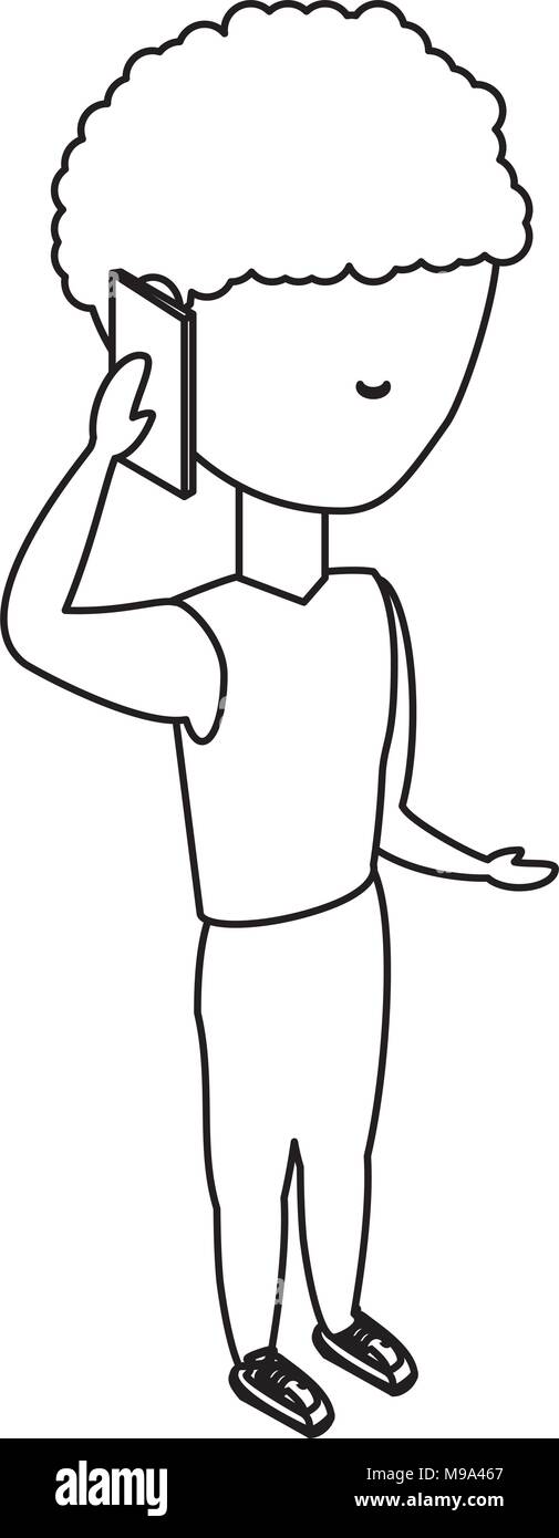 avatar man standing and talking on cellphone over white background ...