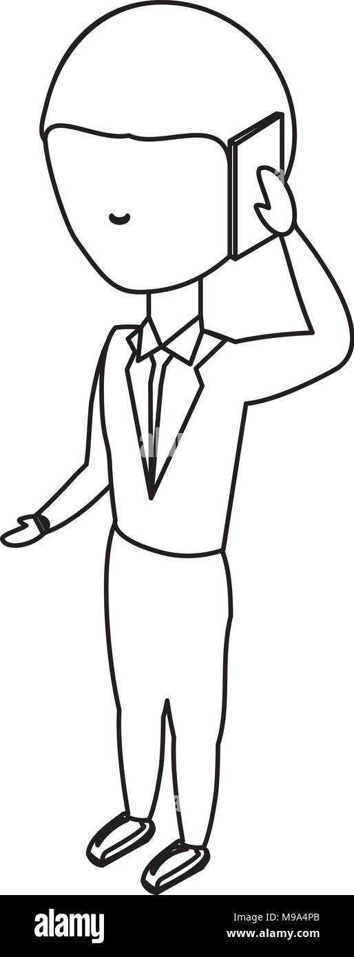 avatar businessman standing and talking on cellphone over white ...