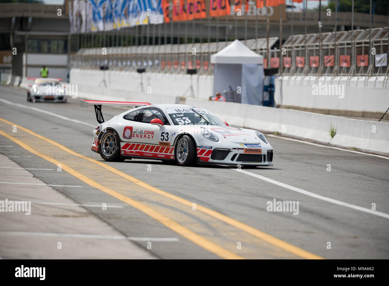Curitiba, Brazil. 23rd Mar, 2018. Car leaving the pits during training ...