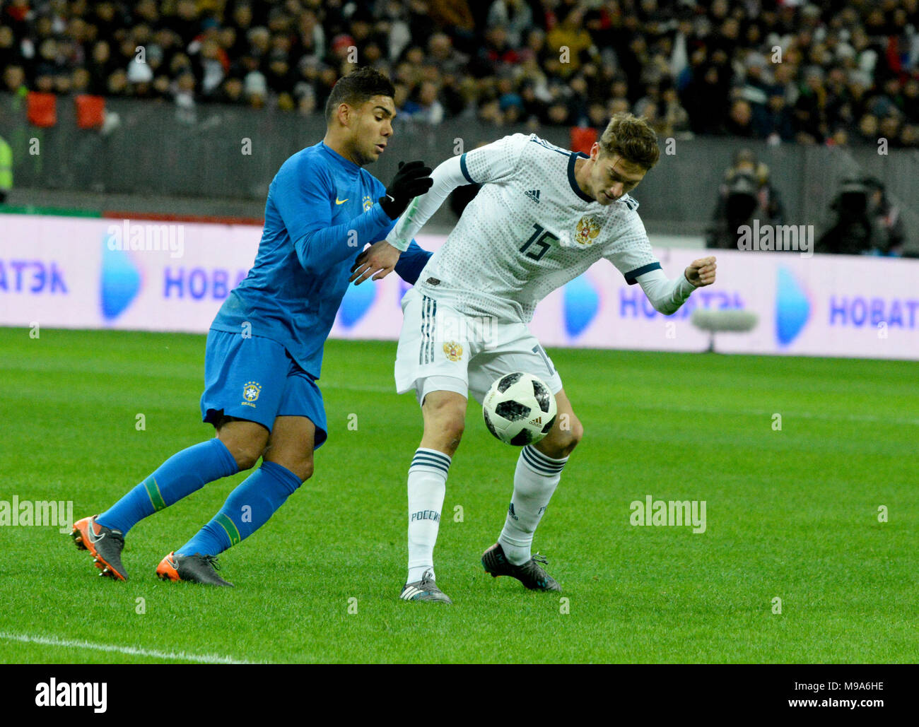 Soccer international friendly brazil russia hi-res stock photography ...