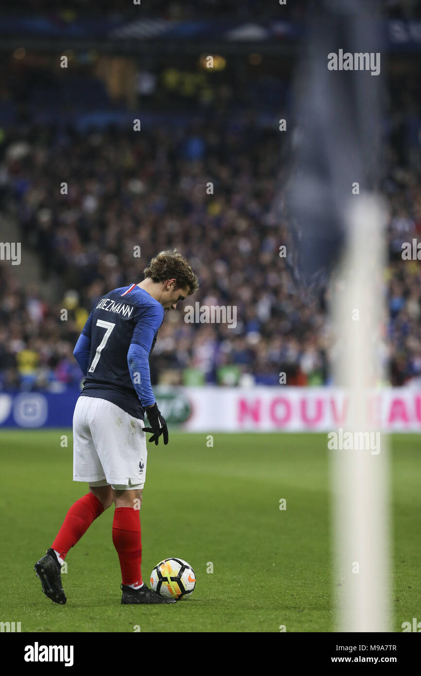 Paris, France. 23rd Mar, 2018. Antoine Griezmann (7) seen during the ...